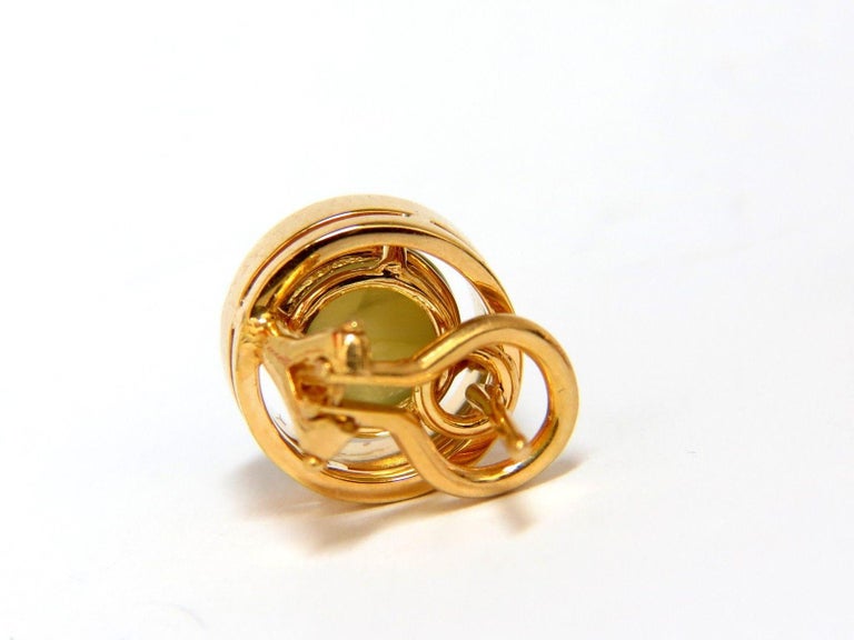 4.00 Carat Natural Untreated Cats Eye Clip Earrings 14 Karat Omega at ...