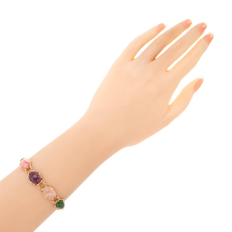 40.00 Carat Natural Tiger Eye Amethyst Quartz Aventurine Gold Link ...