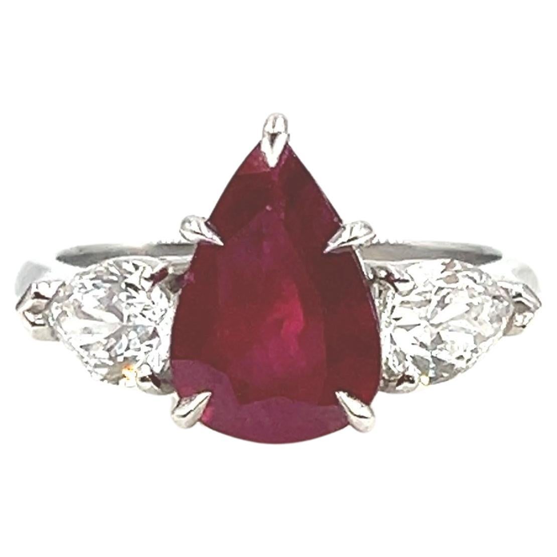4.02 ct GIA Certified Natural Ruby and GIA Certified Diamond Ring For ...