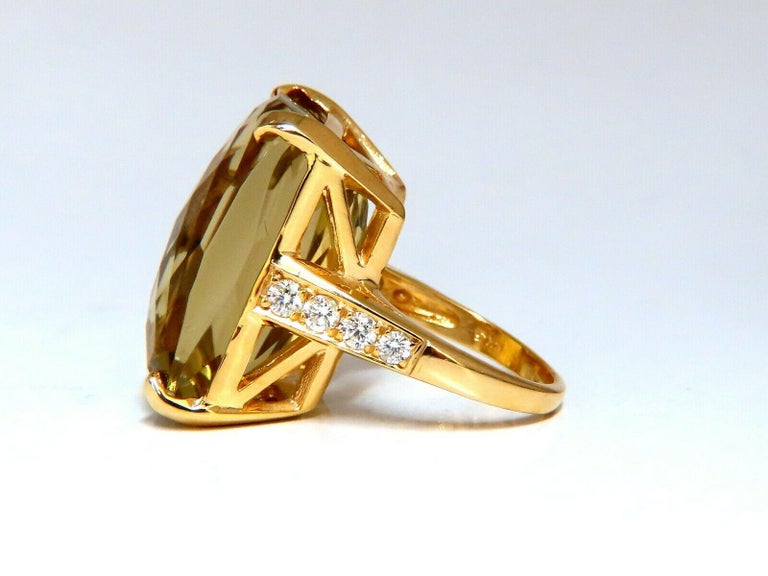40.20 Carat Natural Chardonnay Yellow Green Spodumene Diamonds Ring 14 ...