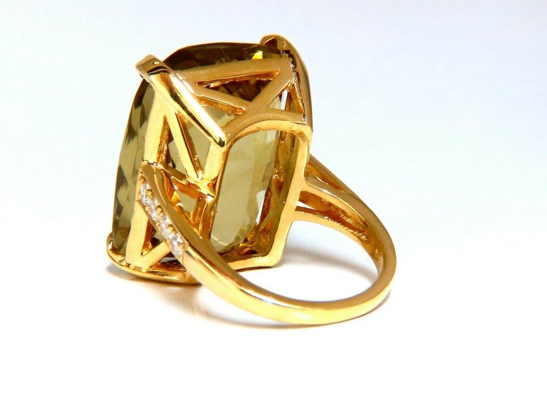 40.20 Carat Natural Chardonnay Yellow Green Spodumene Diamonds Ring 14 ...