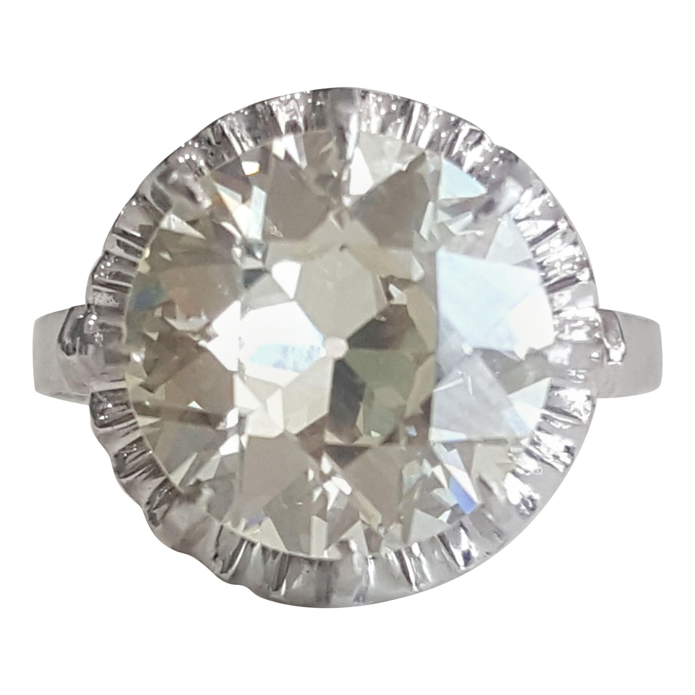 4.03 Carat White Old European Cut Round Diamond Vintage Ring in 18 ...