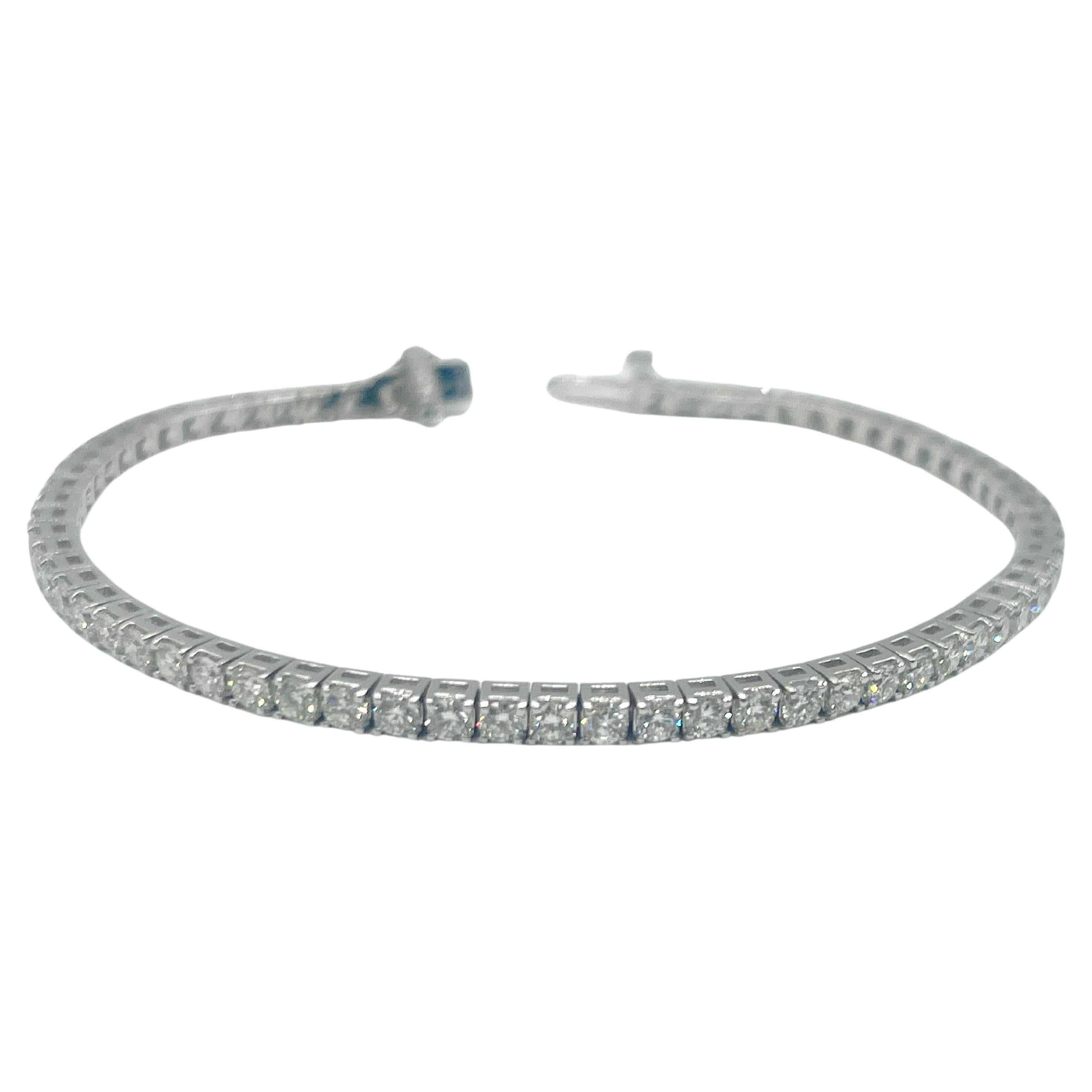 6.70 Carat Natural Diamond Tennis Bracelet in 14K White Gold 7" For Sale at 1stDibs