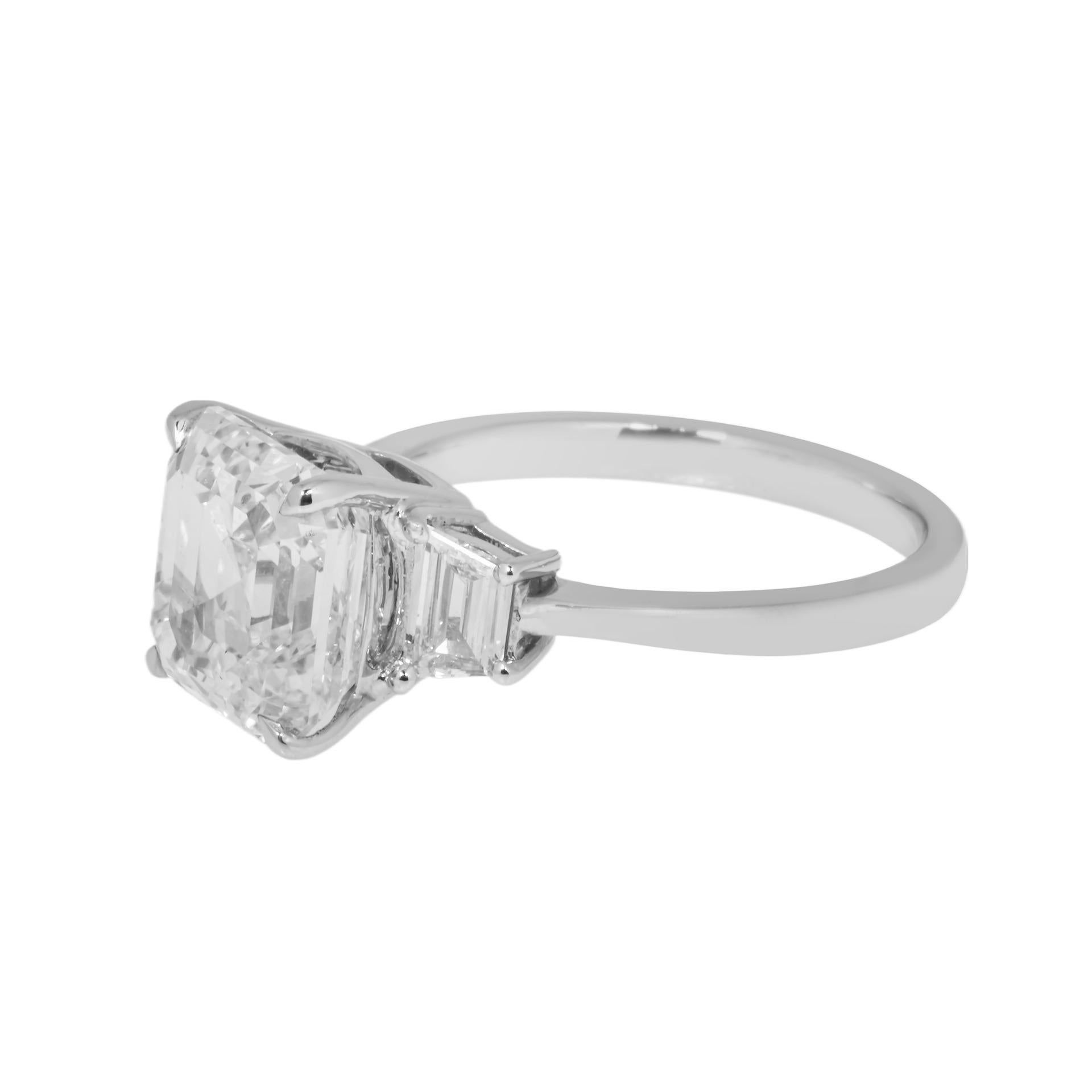 4.05 Carat Asscher Diamond Ring Brilliant White 18K Gold Effortless ...