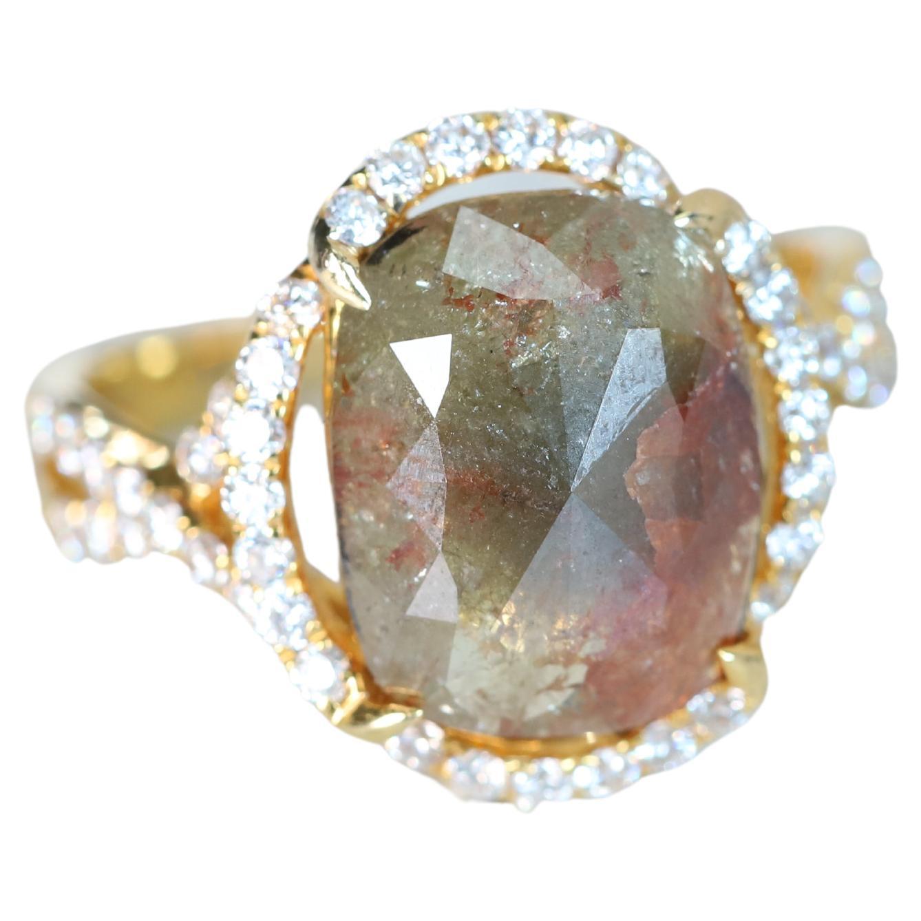 Sphene 'Titanite' 4.05 Carat Rare Gem in White Gold with Diamonds For ...