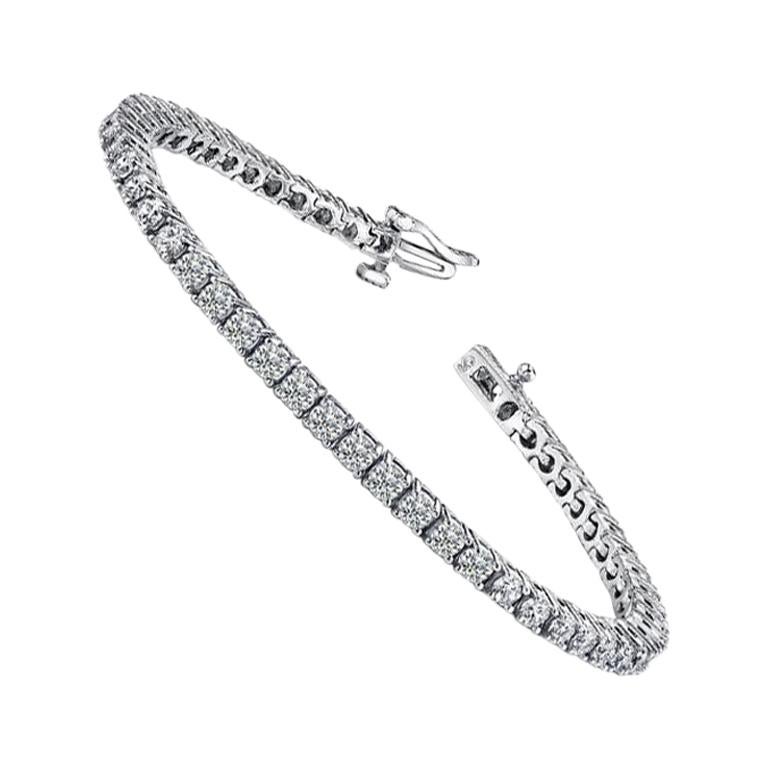4 40 Carat Total Round Diamond 4 Prong Tennis Bracelet In 14 Karat