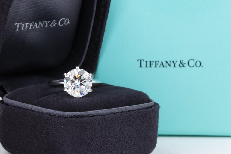 4.08 Carat I VS1 Tiffany and Co. Platinum Solitaire Engagement Ring For ...