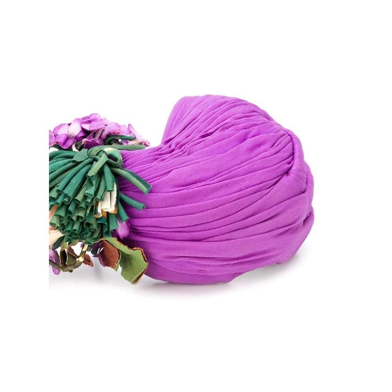 40s Cesare Canessa Vintage violet pleated silk headgear For Sale at 1stDibs