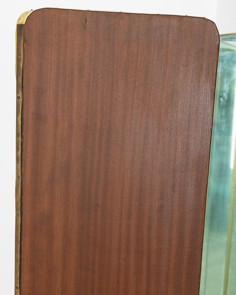 40s Vintage Floor Mirror in Golden Metal Italian Design For Sale at 1stDibs