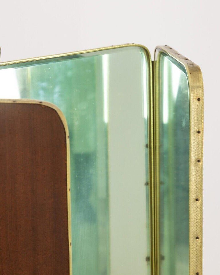 40s Vintage Floor Mirror in Golden Metal Italian Design For Sale at 1stDibs