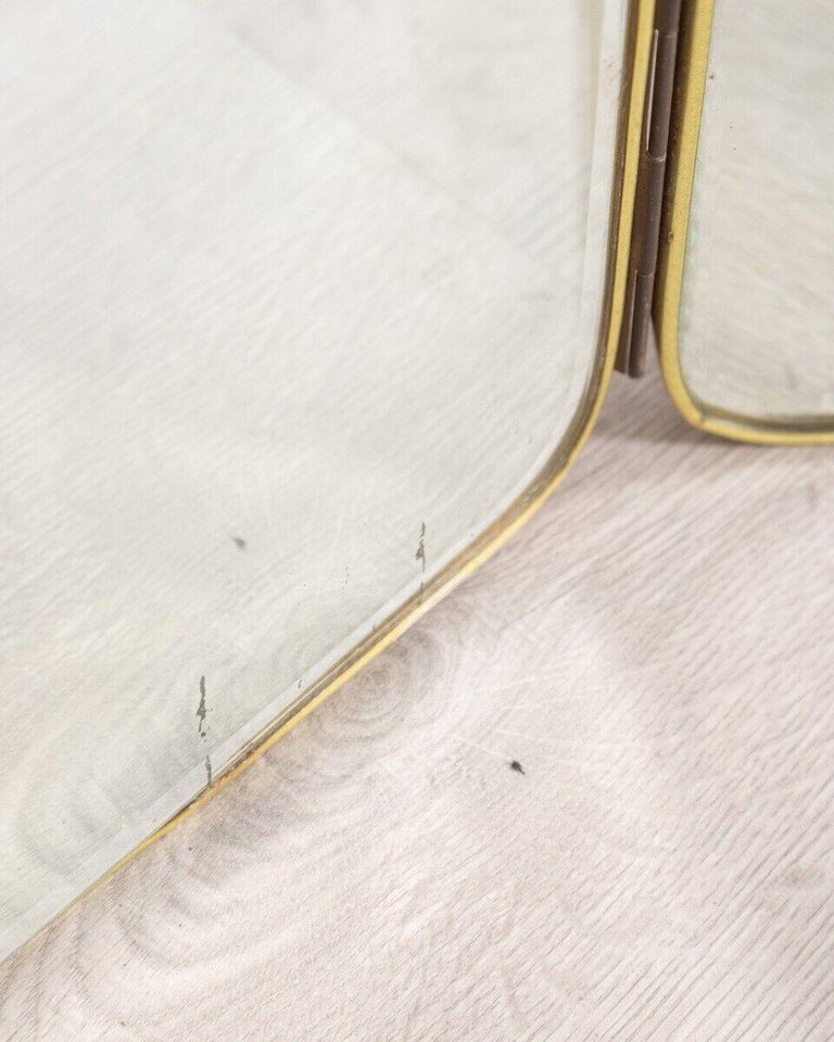 40s Vintage Floor Mirror in Golden Metal Italian Design For Sale at 1stDibs