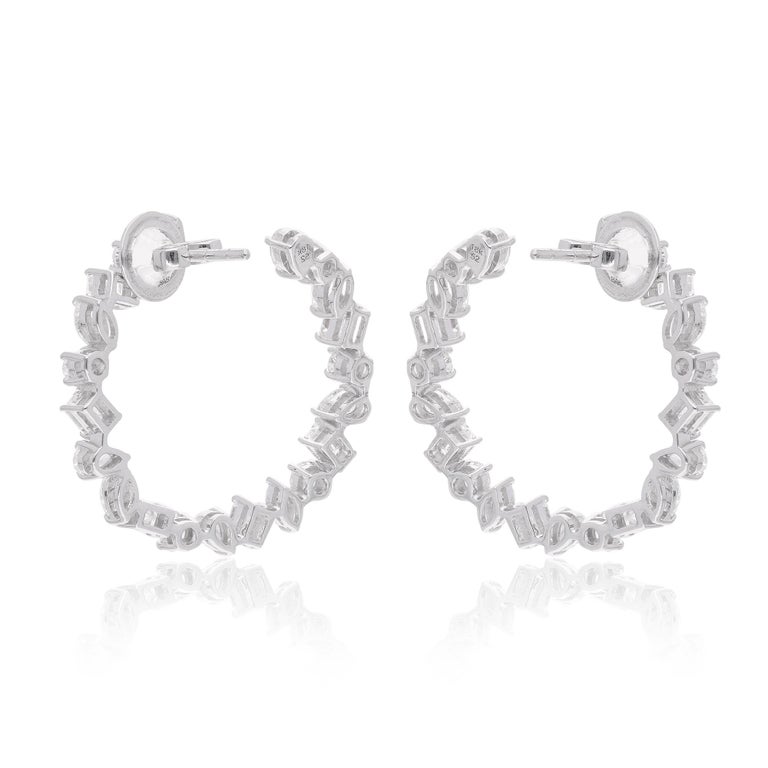 4.1 Carat Multi Shape Diamond Hoop Earrings 18 Karat White Gold ...