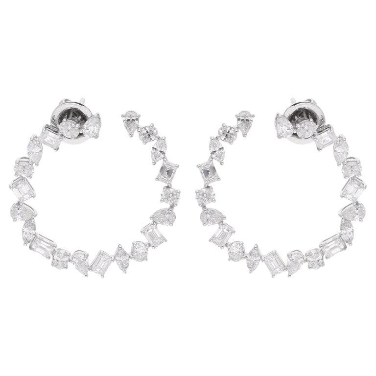 4.1 Carat Multi Shape Diamond Hoop Earrings 18 Karat White Gold ...