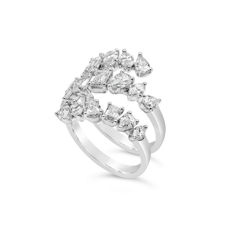 4.10 Carat Total Mixed Cut Diamond Fashion Ring in 18 karat White Gold ...