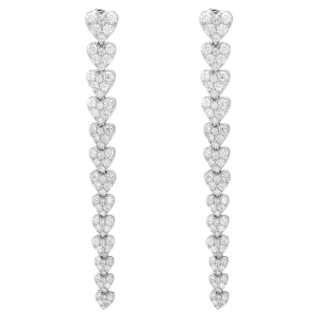 Elizabeth Fine Jewelry 3.31 Carat Diamond Drop Earrings 18K White Gold ...