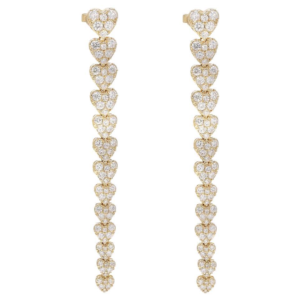 Elizabeth Fine Jewelry 3.31 Carat Diamond Drop Earrings 18K White Gold ...