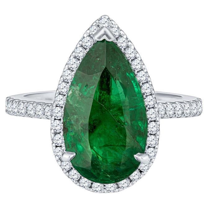 Emerald Cut Ruby 4.12 Carat Ring With Diamonds 3.44 Carats 18K White ...