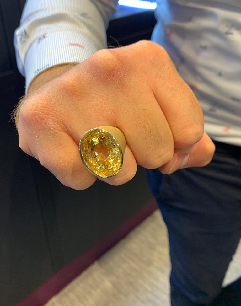 41.33 Carat Natural Yellow Sapphire Gold Men's Ring at 1stDibs | yellow ...
