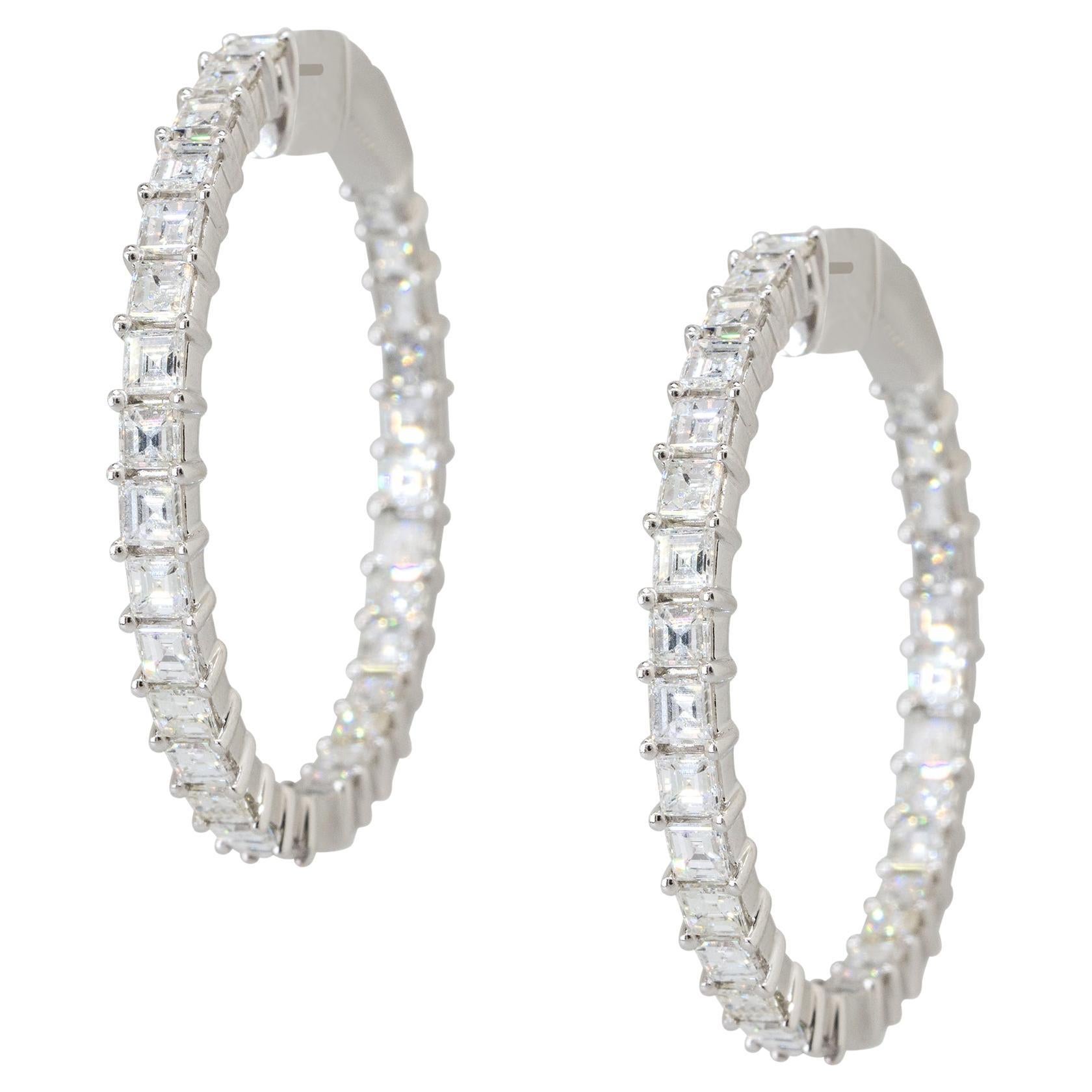 4 Carat Round Diamond Pave Inside Out Hoops 18 Karat in Stock For Sale ...