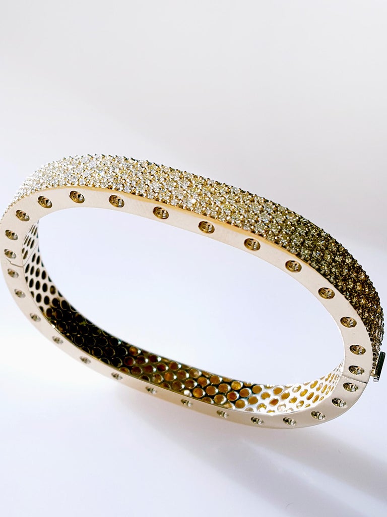 4.16 Carat Diamonds 18k Yellow Gold Pavé Diamond Bangle, by Novel ...