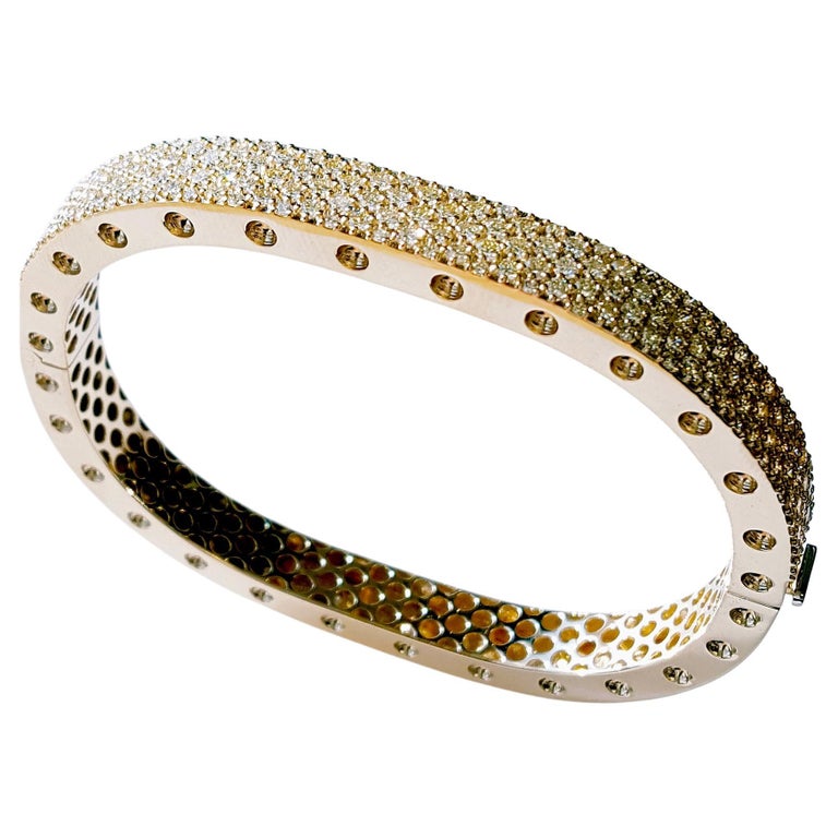 4.16 Carat Diamonds 18k Yellow Gold Pavé Diamond Bangle, by Novel ...