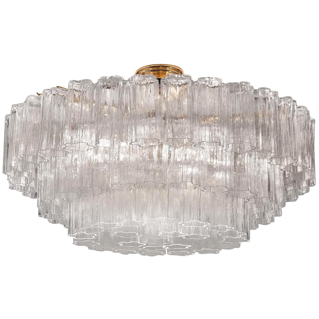 A Shapely and Elegant Italian 1920's Clear Glass 3-Light Ceiling ...