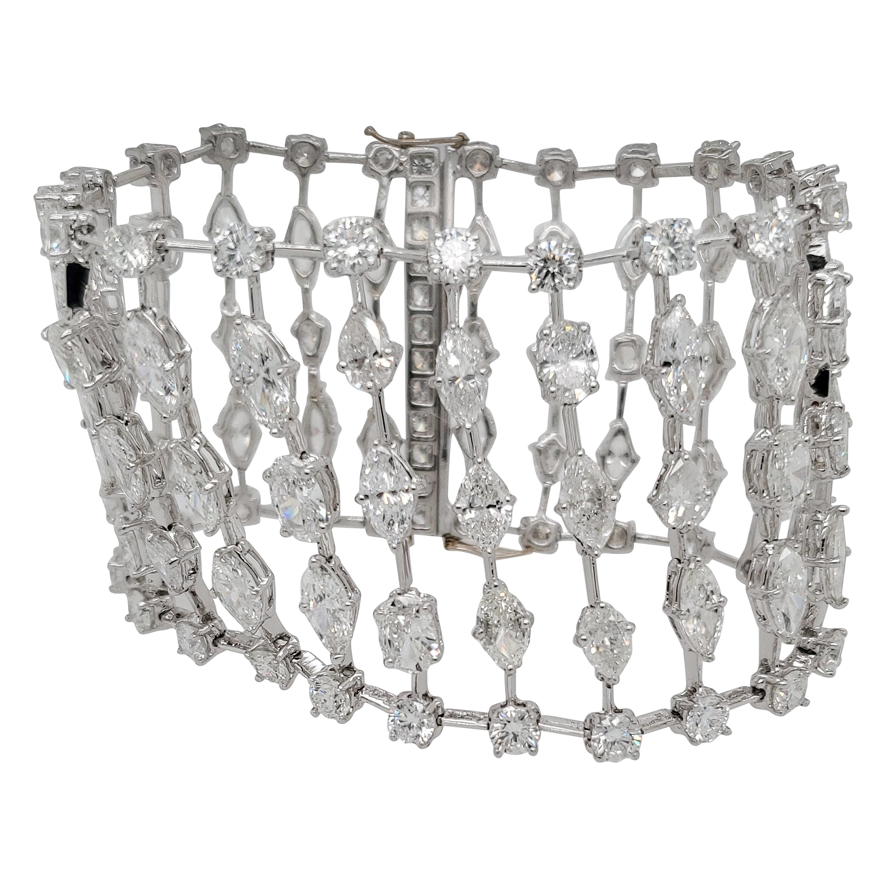 Michael Beaudry Fancy Shaped Diamond Gold Platinum Bracelet at 1stDibs ...