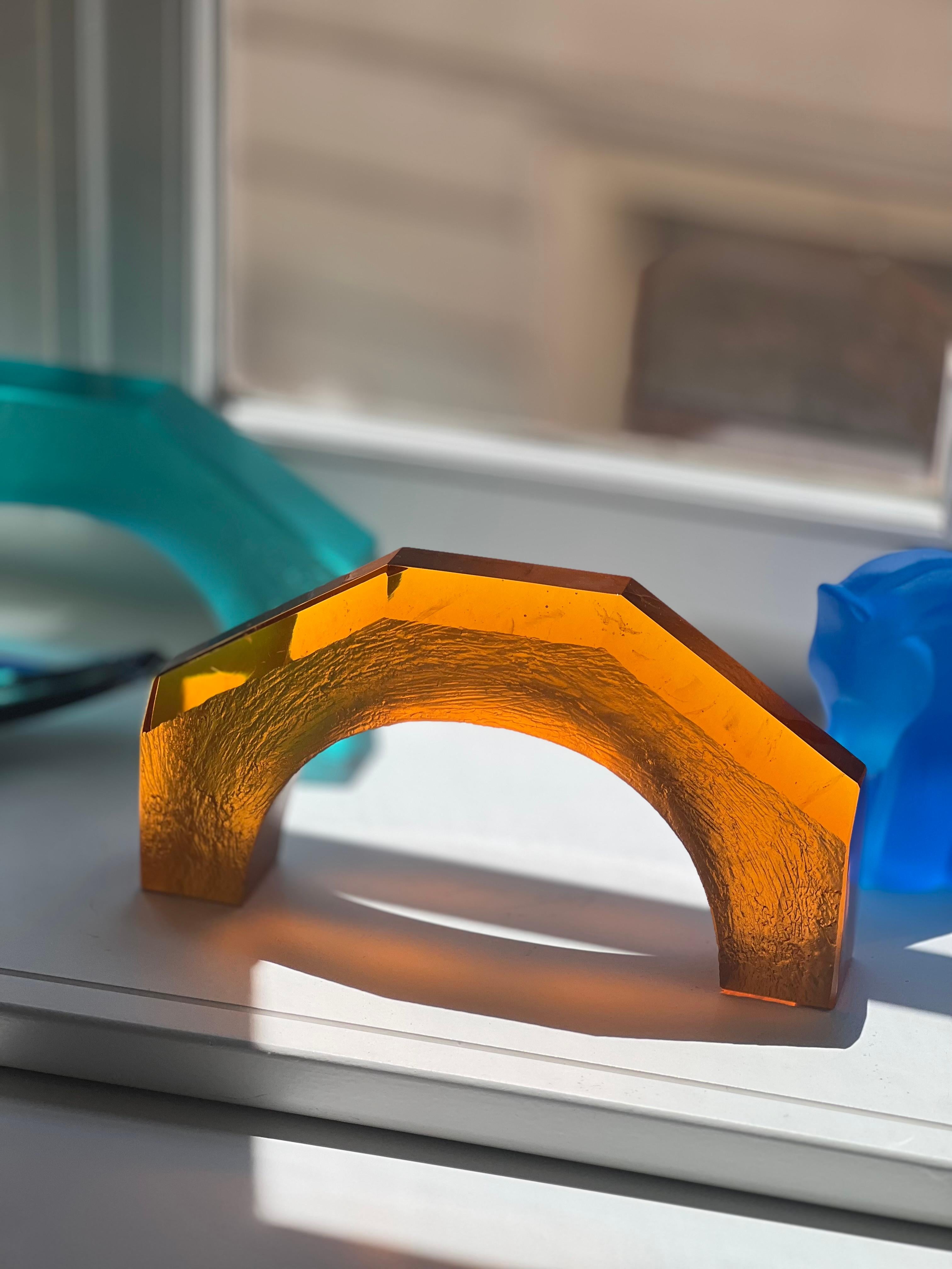 41X Bridge Glass Sculpture in Amber with Frosty Finish Turco For Sale ...
