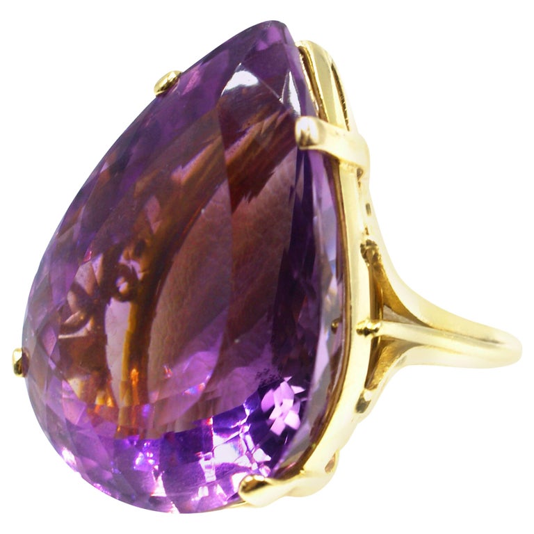 42 Carat Pear Shaped Amethyst Gold Ring at 1stDibs | 42 carat gold