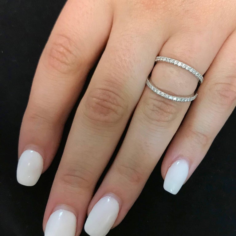 .42 Carat White Diamond Double Band Split Open Shank 14K White Gold at ...