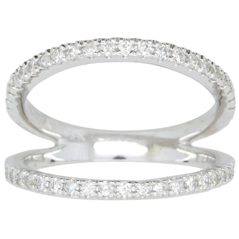 .42 Carat White Diamond Double Band Split Open Shank 14K White Gold at ...