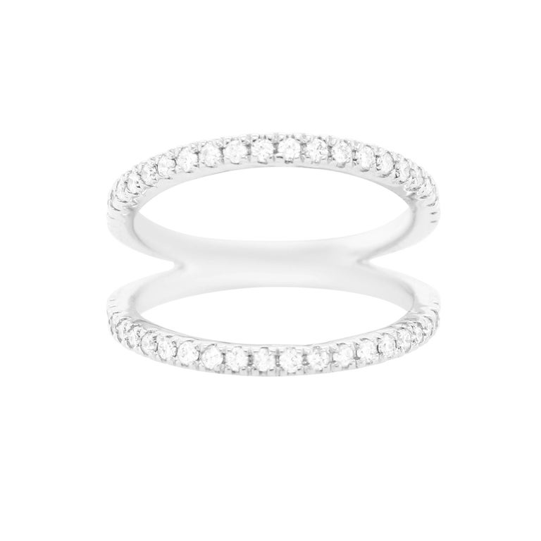 .42 Carat White Diamond Double Band Split Open Shank 14K White Gold at ...