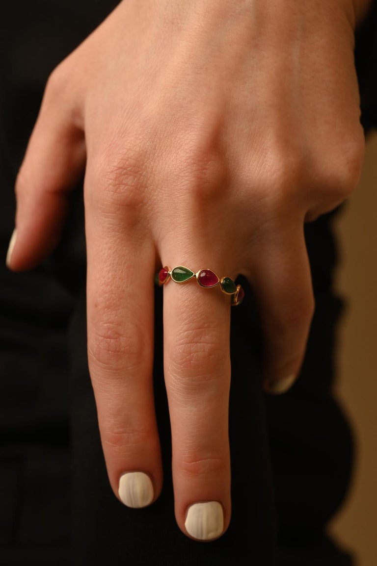 Customizable Stackable 4.2ct Alternate Emerald Ruby Eternity Band in ...