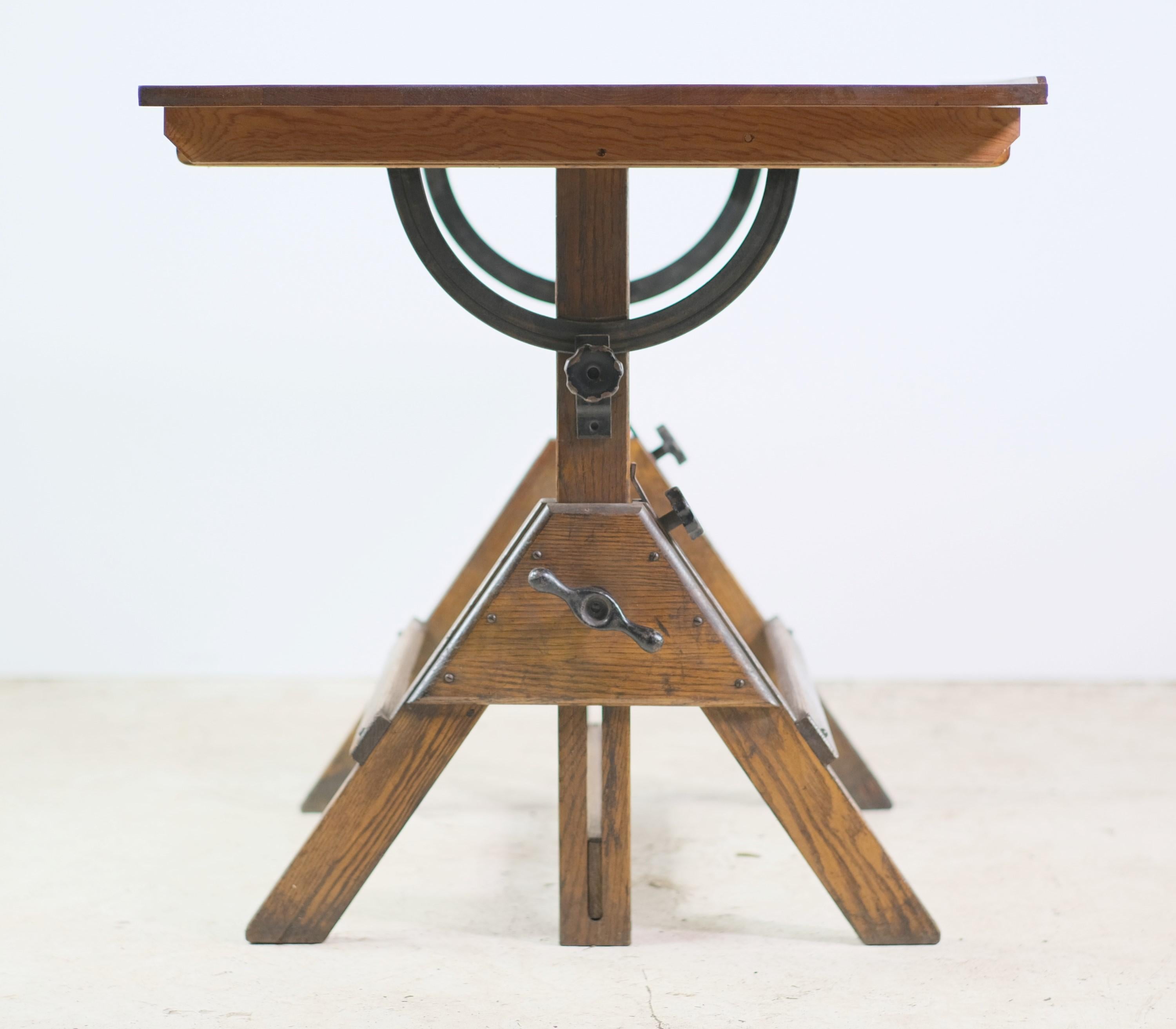 Solid Oak Drafting Table by Hamilton Manufacturing Co. W/ Pine Top For ...