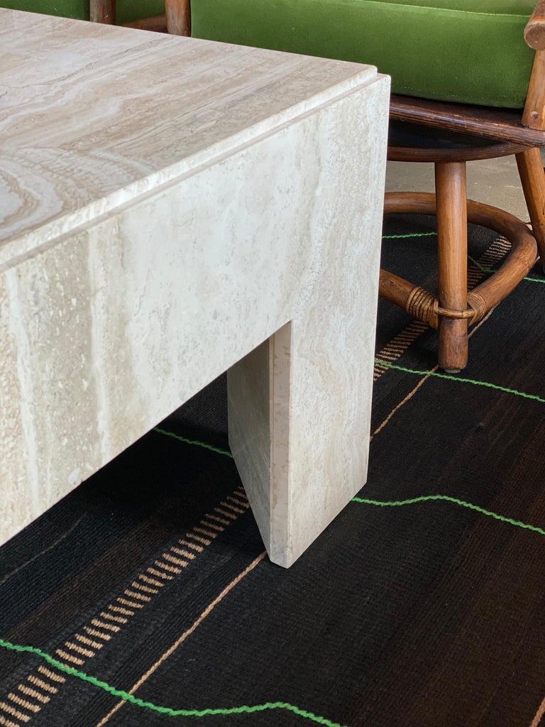 Square Travertine Cocktail Table at 1stDibs