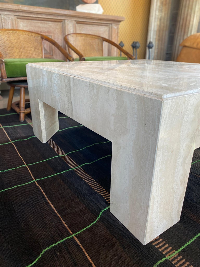 Square Travertine Cocktail Table at 1stDibs