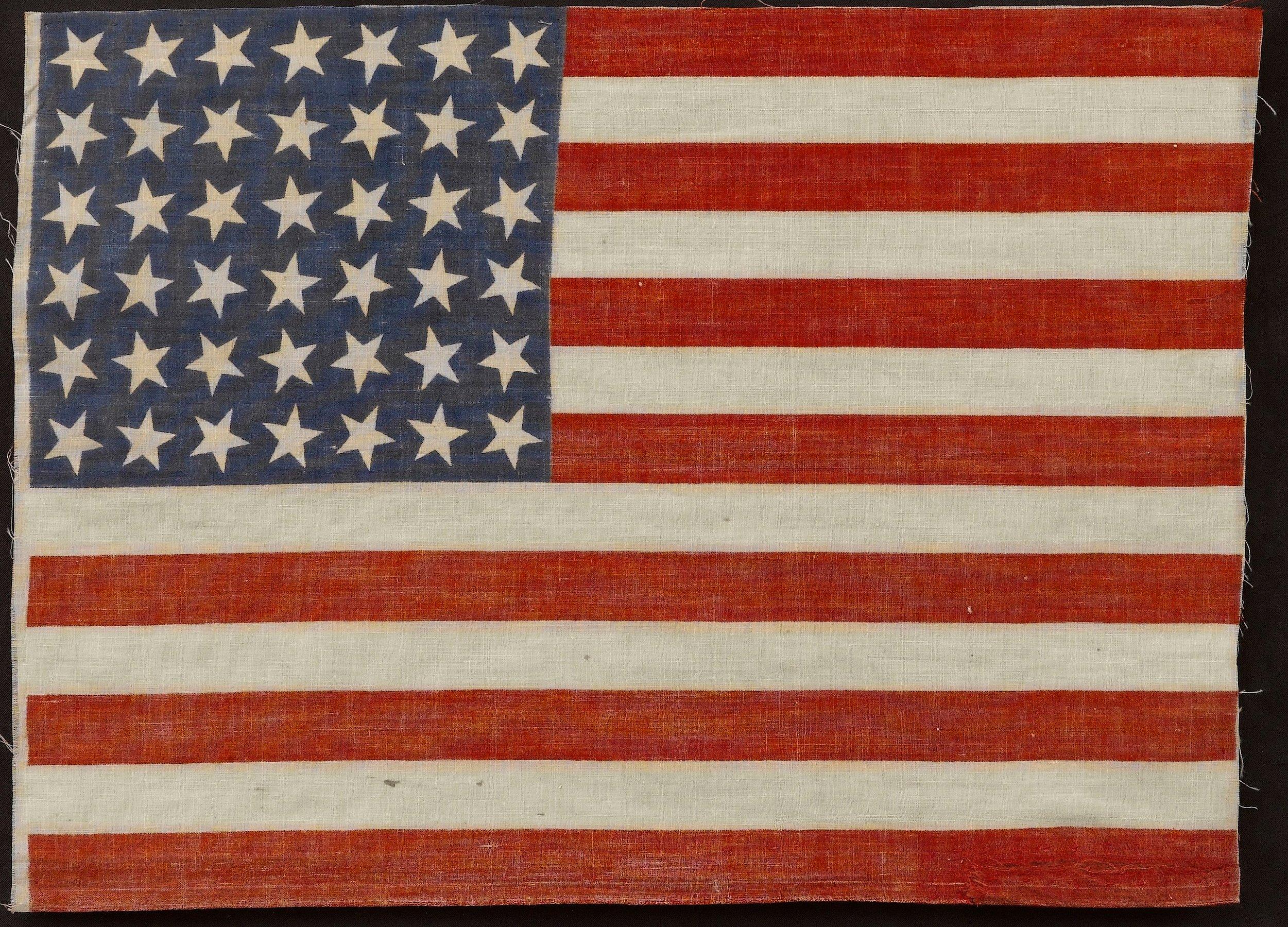 42-Star American Flag, Antique Whimsical Star Pattern, circa 1889 at ...