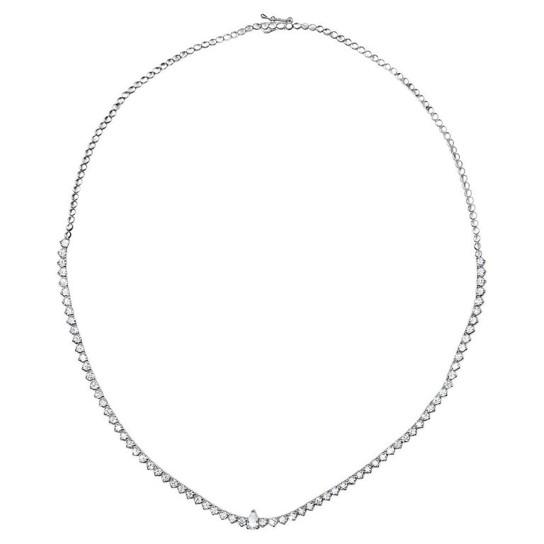 4.20 Carat Diamond Lor Collier Necklace in 14 Karat White Gold, Shlomit ...