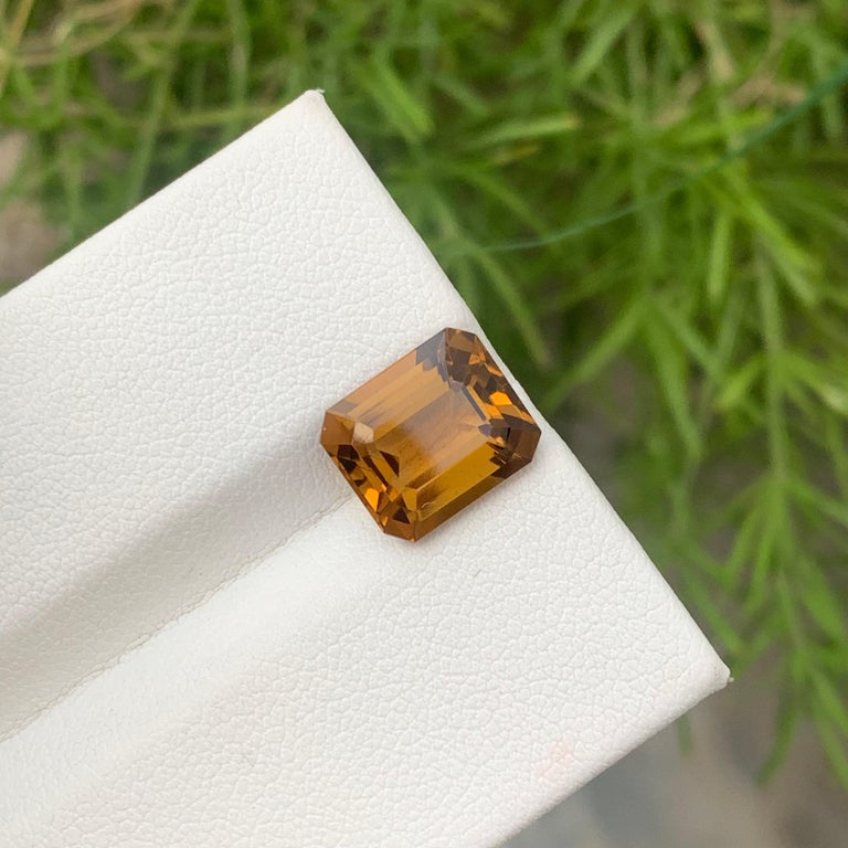 4.20 Carat Natural Loose Citrine Honey Color from Brazil Emerald Cut ...