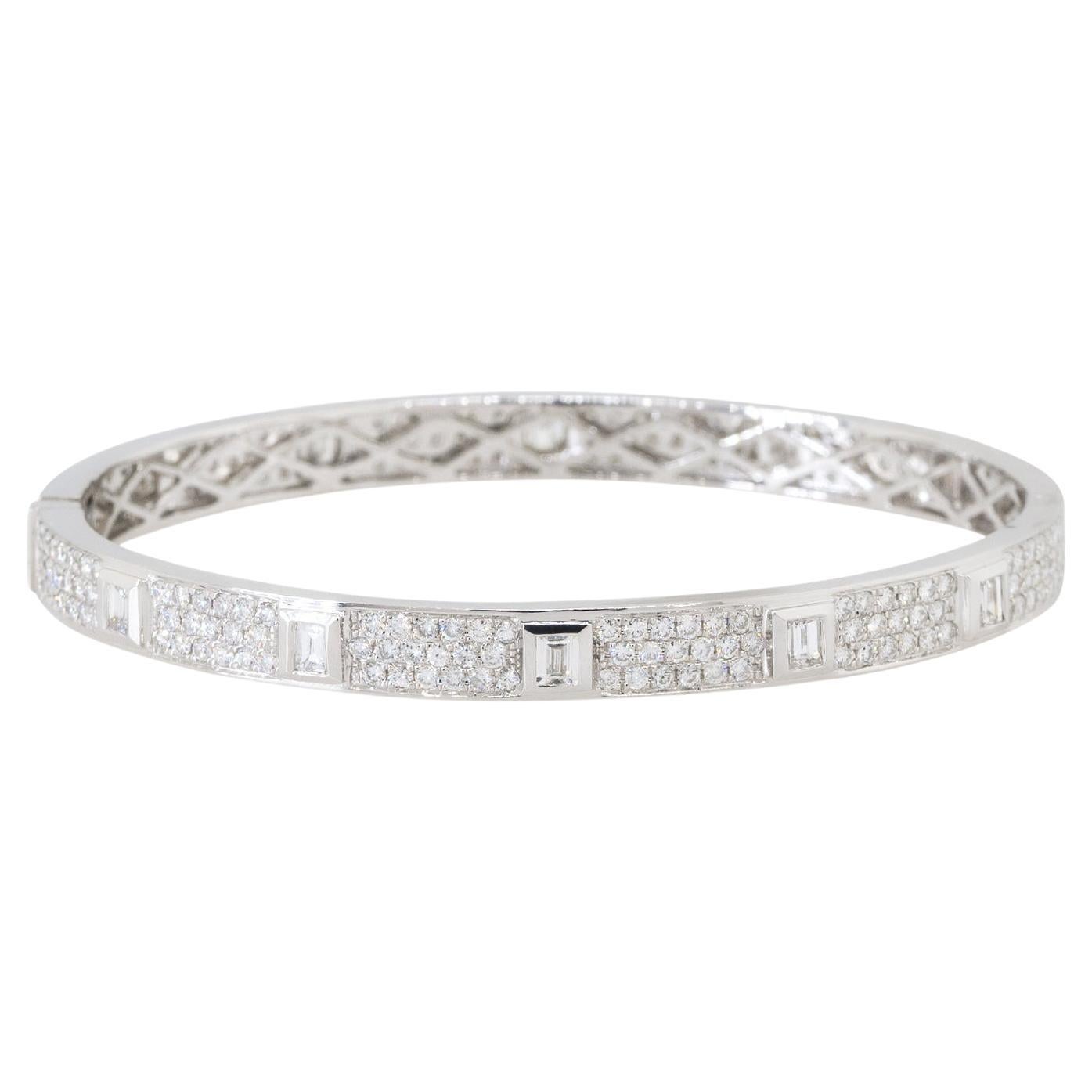 51.12 Carat Multi Row Multi Diamond Pave Bangle Bracelet 18 Karat in ...