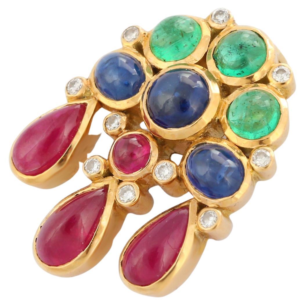 Natural 2.15 Ct Ruby Diamond Pendant Ruby Pendant in 18K Yellow Gold ...