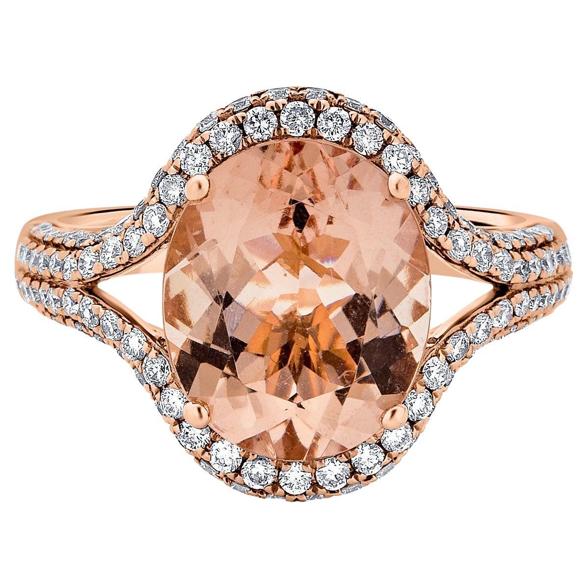 6.35ct Morganite Ring with 0.25tct Diamonds Set in 14k Rose Gold For ...