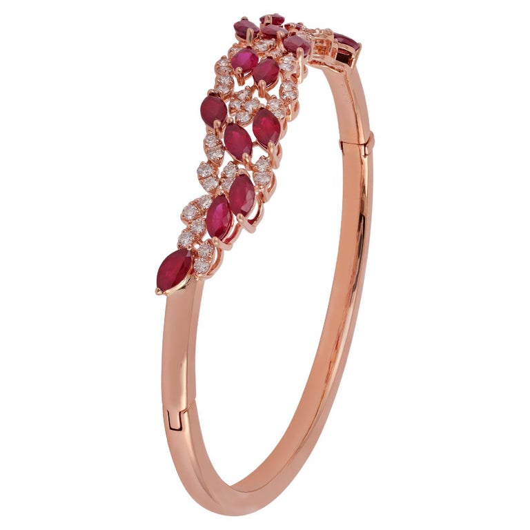 4.29 Carat Natural Burma Ruby Bangle with Diamonds in 18k Rose Gold For ...