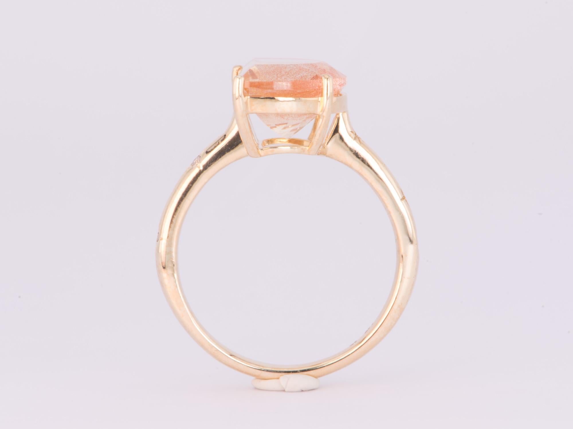4.29ct Oregon Sunstone Half Moon with Celestial Design Band 14K Gold at ...