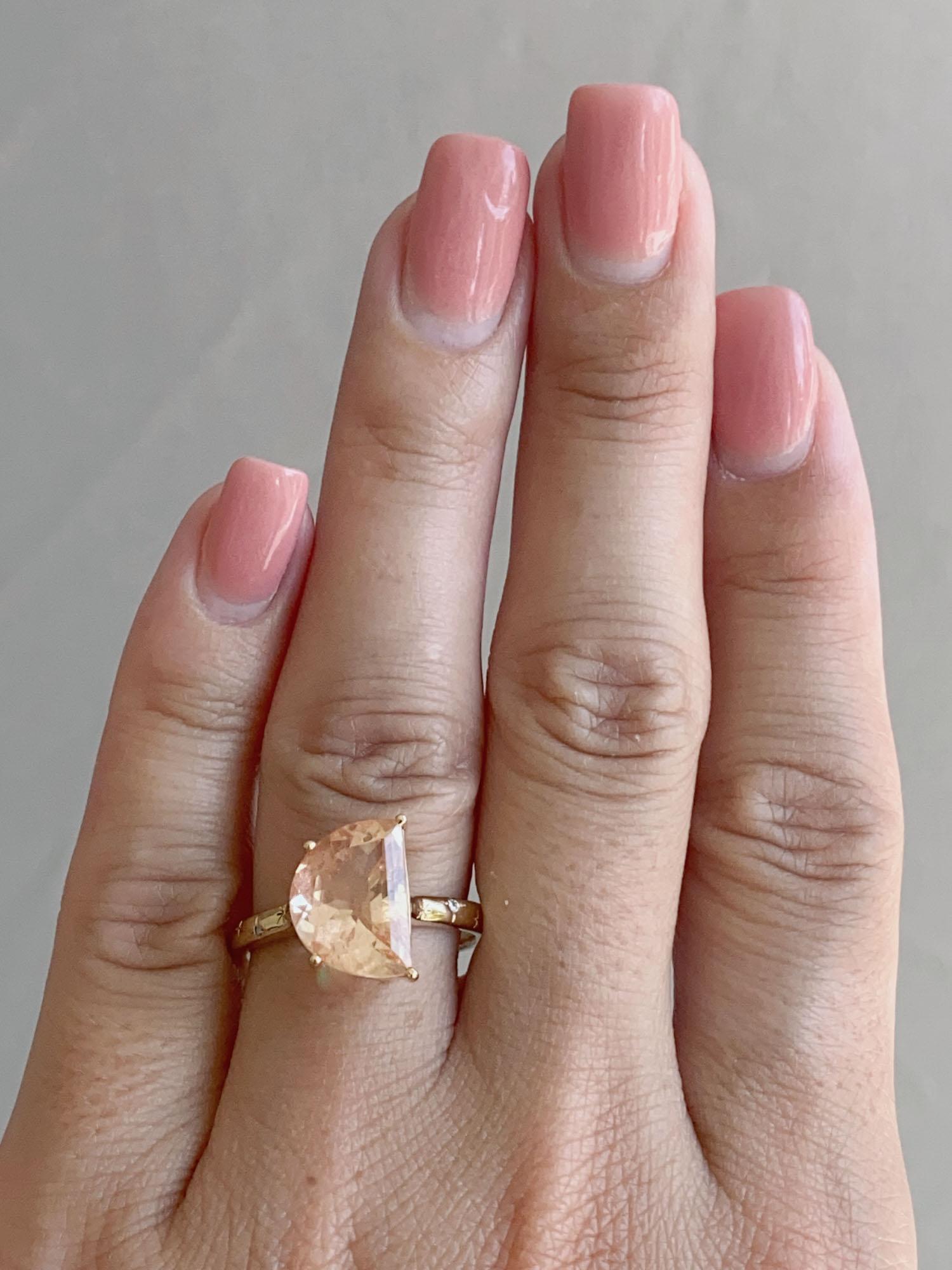 4.29ct Oregon Sunstone Half Moon with Celestial Design Band 14K Gold at ...