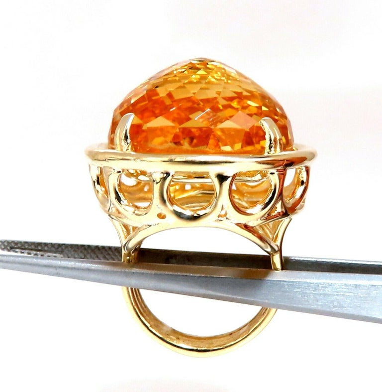 42 Carat Natural Citrine Solitaire Circular Raised High Profile Ring 14 ...