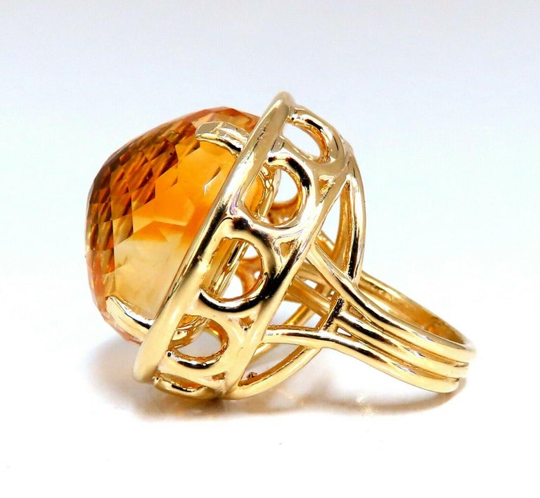 42 Carat Natural Citrine Solitaire Circular Raised High Profile Ring 14 ...