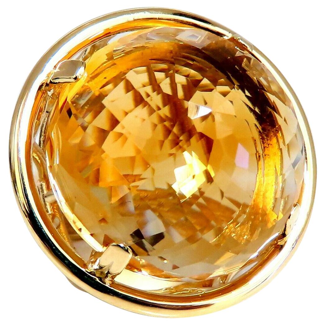 42 Carat Natural Citrine Solitaire Circular Raised High Profile Ring 14 ...
