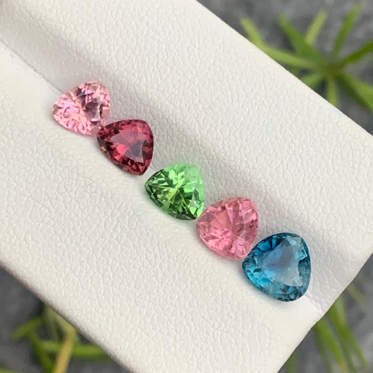 4.30 Carat Natural Multi Color Loose Tourmaline Trilliant Cut Gemstone ...