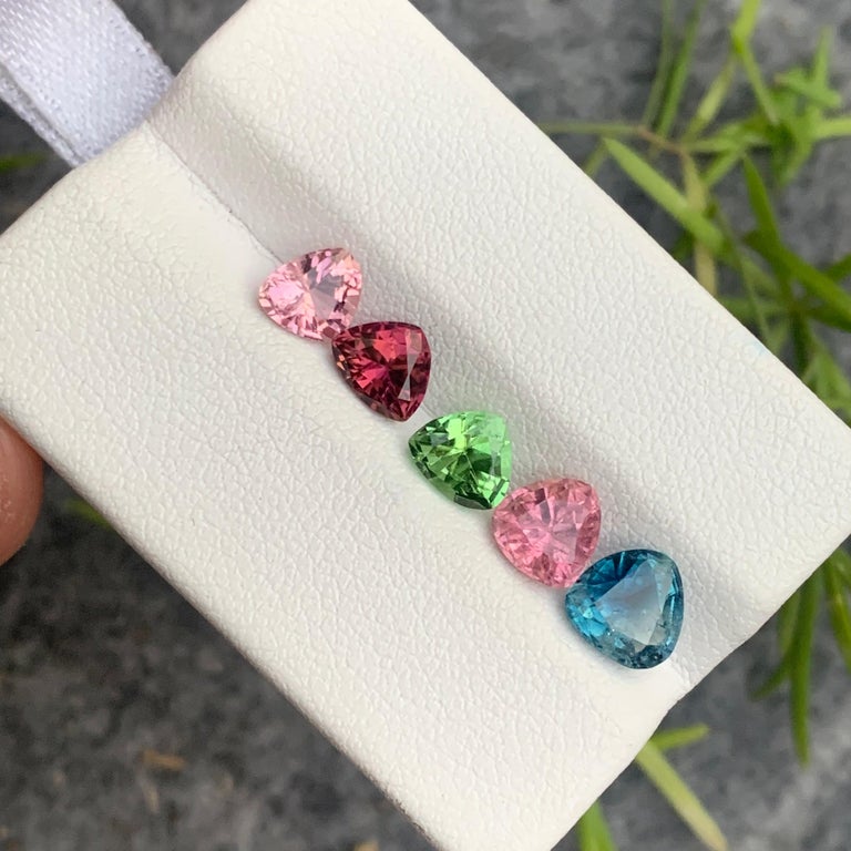 4.30 Carat Natural Multi Color Loose Tourmaline Trilliant Cut Gemstone ...